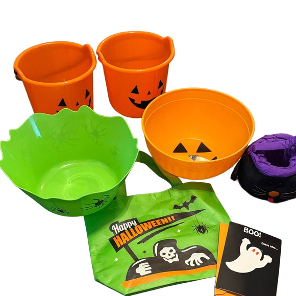 Holiday | Bundle Halloween 2 Trickor Treat Pails 1bag 2 Party Bowls 1 ...